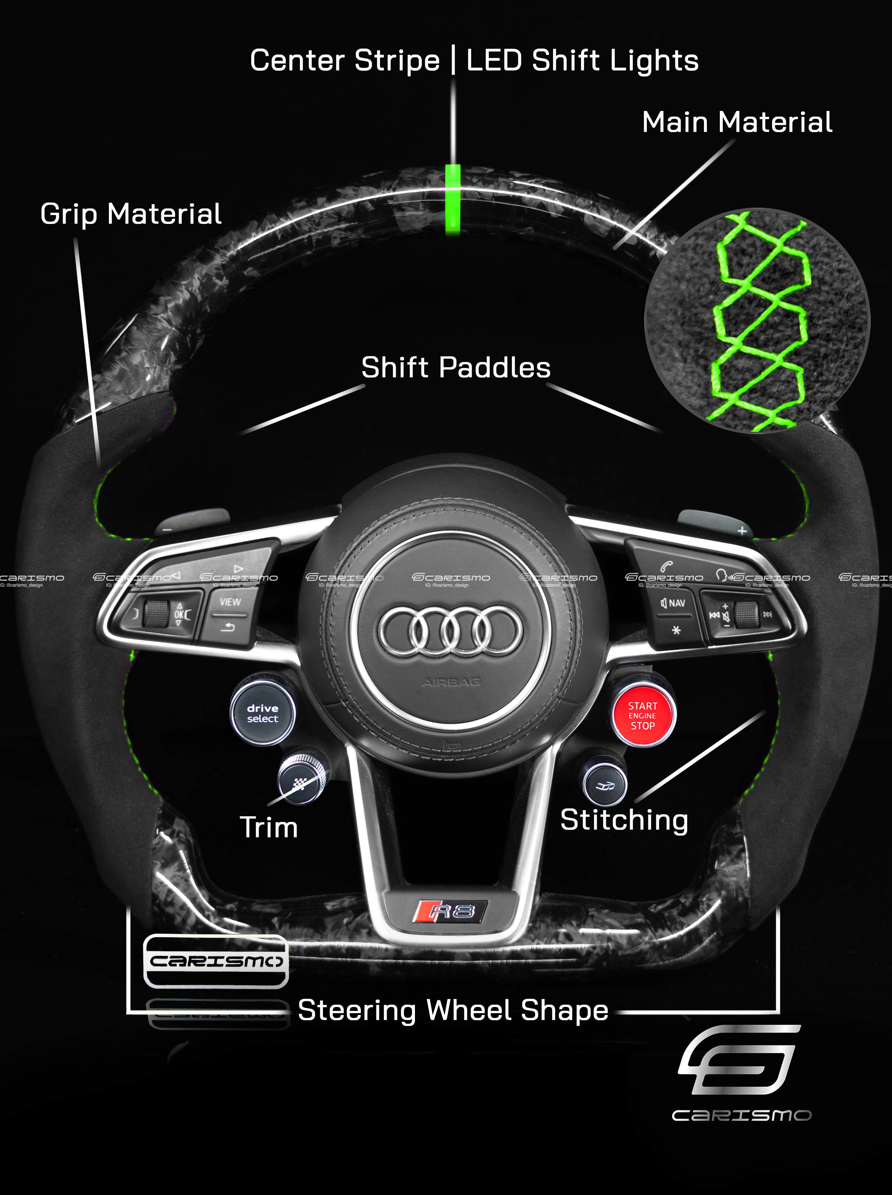 Custom Steering Wheel for Audi R8 (Gen 2) Steering Wheel – Carismo
